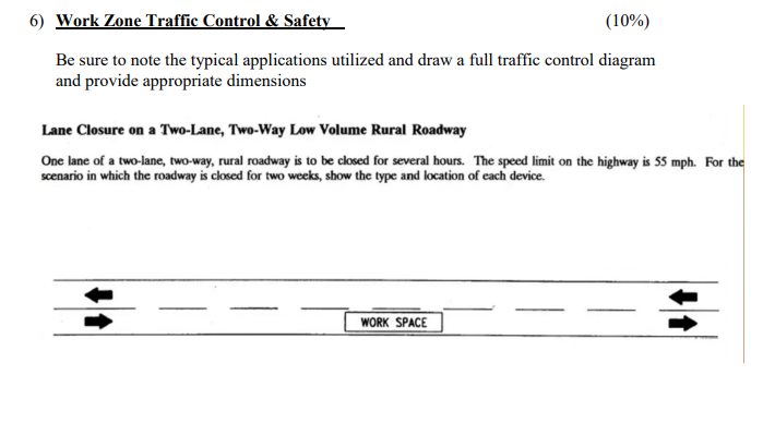 Solved 6) Work Zone Traffic Control & Safety (10%) Be sure | Chegg.com