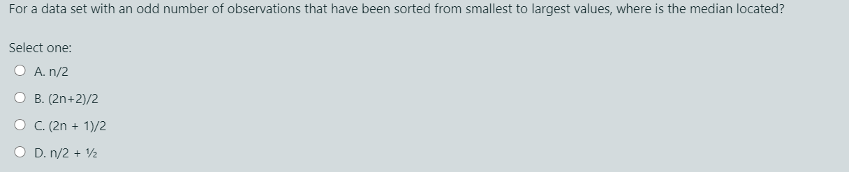 Solved For a data set with an odd number of observations | Chegg.com