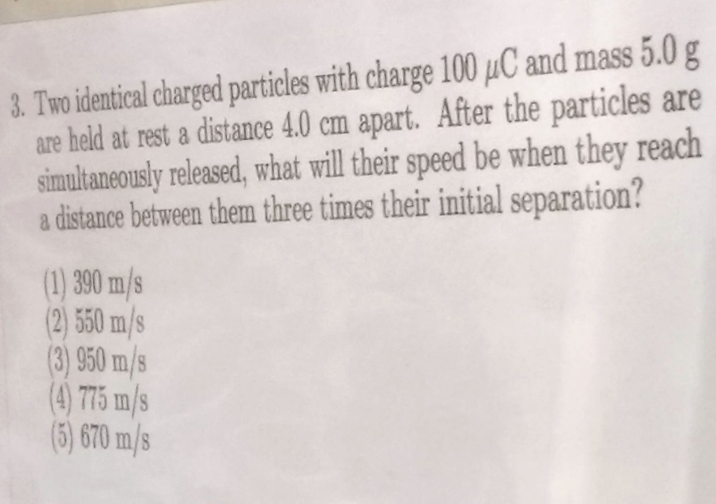 Solved 3. Two identical charged particles with charge 100 uC | Chegg.com