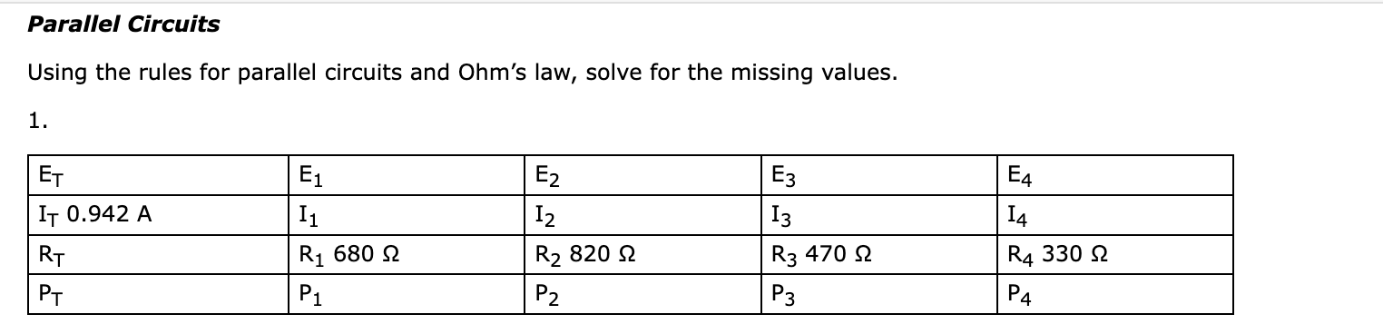 Solved Using the rules for parallel circuits and Ohm's law, | Chegg.com