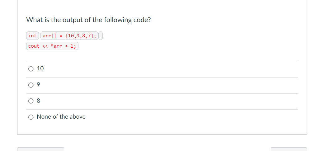 Solved What is the output of the following code? int arr[] = | Chegg.com
