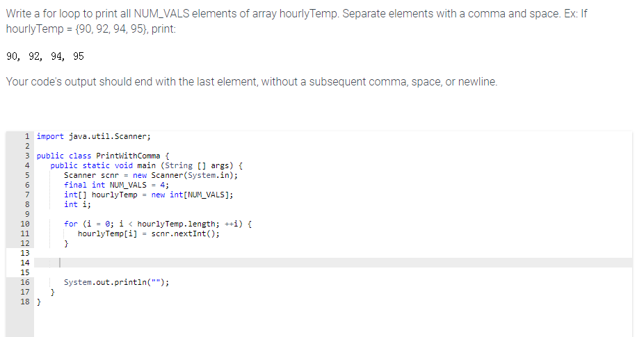 Solved Write a for loop to print all NUM_VALS elements of | Chegg.com