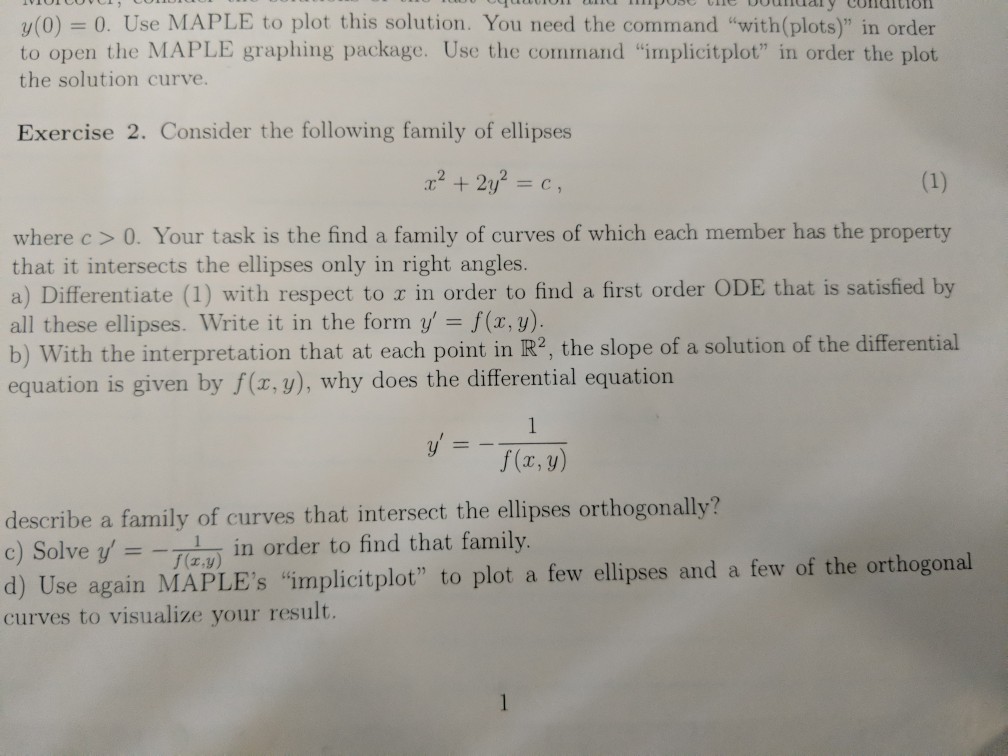 Solved mpose te Bounaly Condiio (0) 0. Use MAPLE to plot | Chegg.com