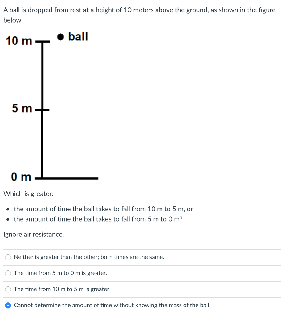Solved A ball is dropped from rest at a height of 10 meters | Chegg.com