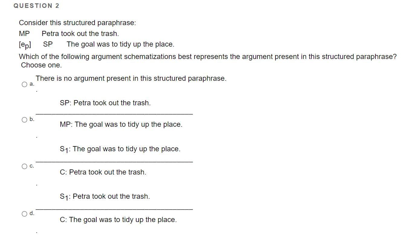 Solved QUESTION 2 Consider this structured paraphrase: MP | Chegg.com