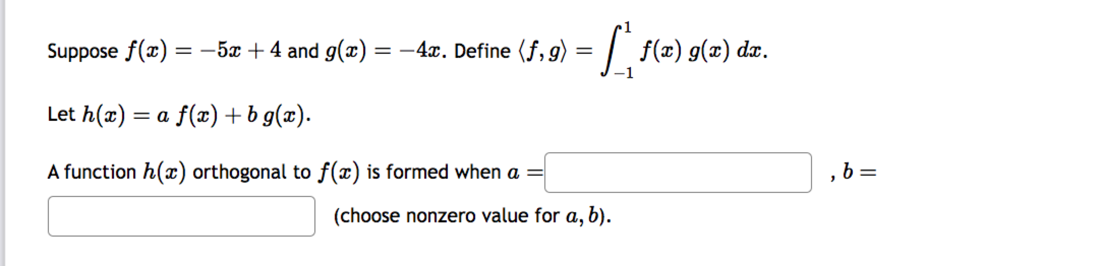 Solved Suppose f(x)=−5x+4 and g(x)=−4x. Define | Chegg.com