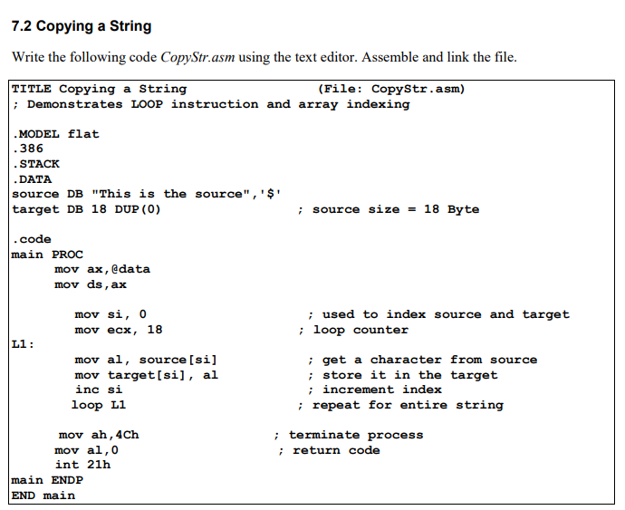 Solved 7.2 Copying a String Write the following code | Chegg.com