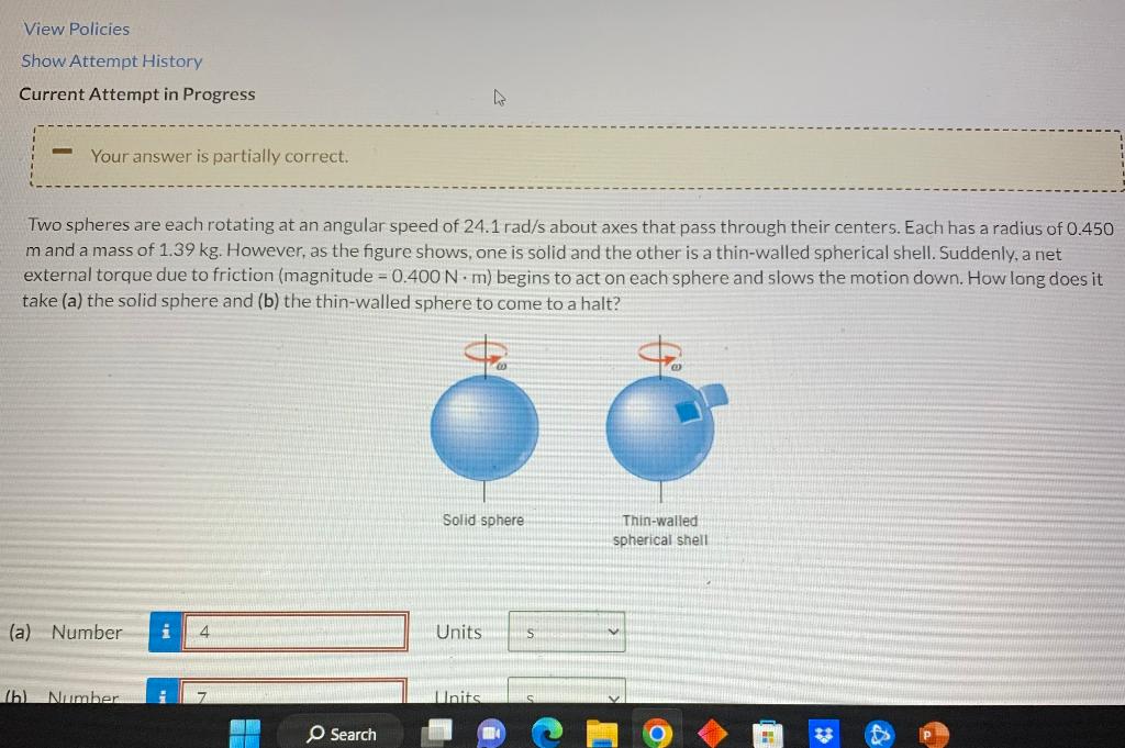 Solved Two spheres are each rotating at an angular speed of | Chegg.com