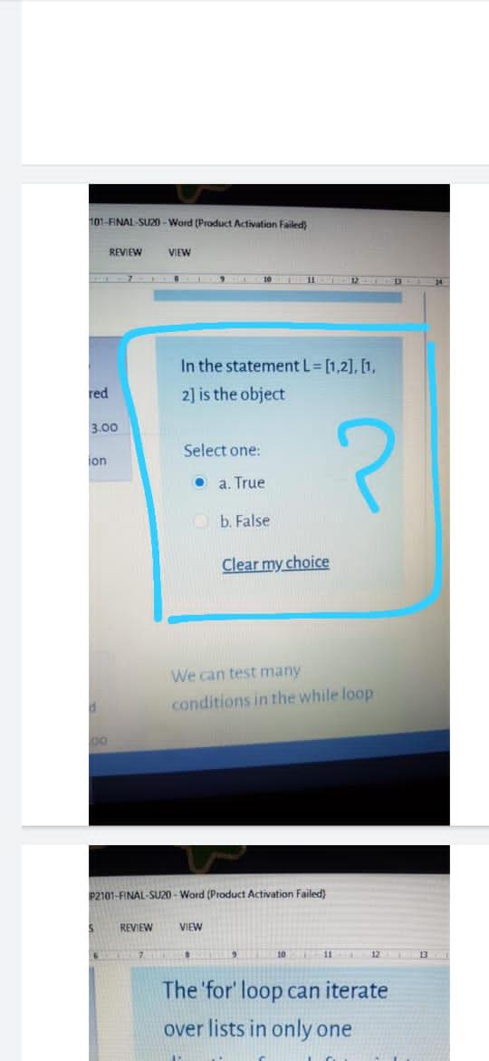 Solved 101-FNAL-SUZI - Word (Product Activation Failed; | Chegg.com