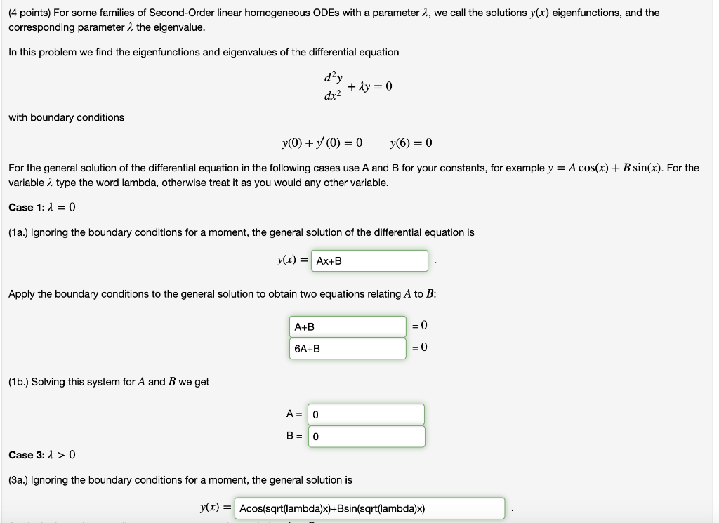 Solved (4 points) For some families of Second-Order linear | Chegg.com