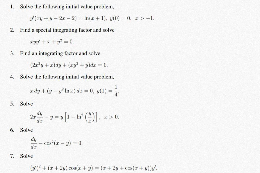 Solved 1. Solve the following initial value problem, | Chegg.com