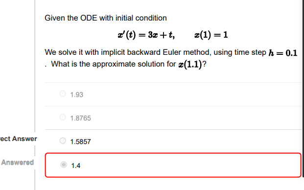 Solved please explain the implicit backward euler method , | Chegg.com