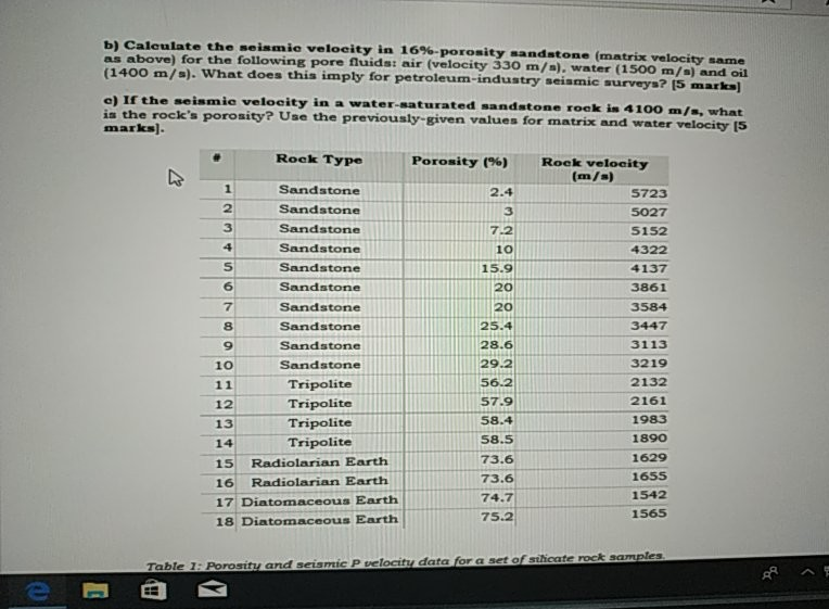 Solved 2. Seismic properties of porous rock Seismic velocity | Chegg.com