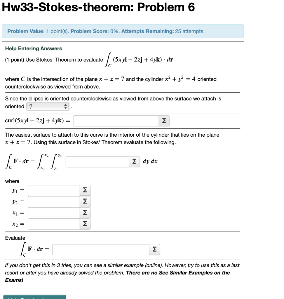 Solved Hw33-Stokes-theorem: Problem 6 Problem Value: 1 | Chegg.com