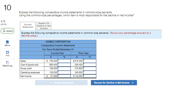 Solved 10 8.75 points 8 02:31:11 eBook Hint References | Chegg.com