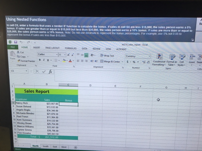 Solved In Cell C5 Enter A Formula That Uses A Nested If 