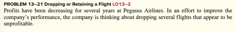 Solved PROBLEM 13-21 Dropping or Retaining a Flight LO13-2 | Chegg.com
