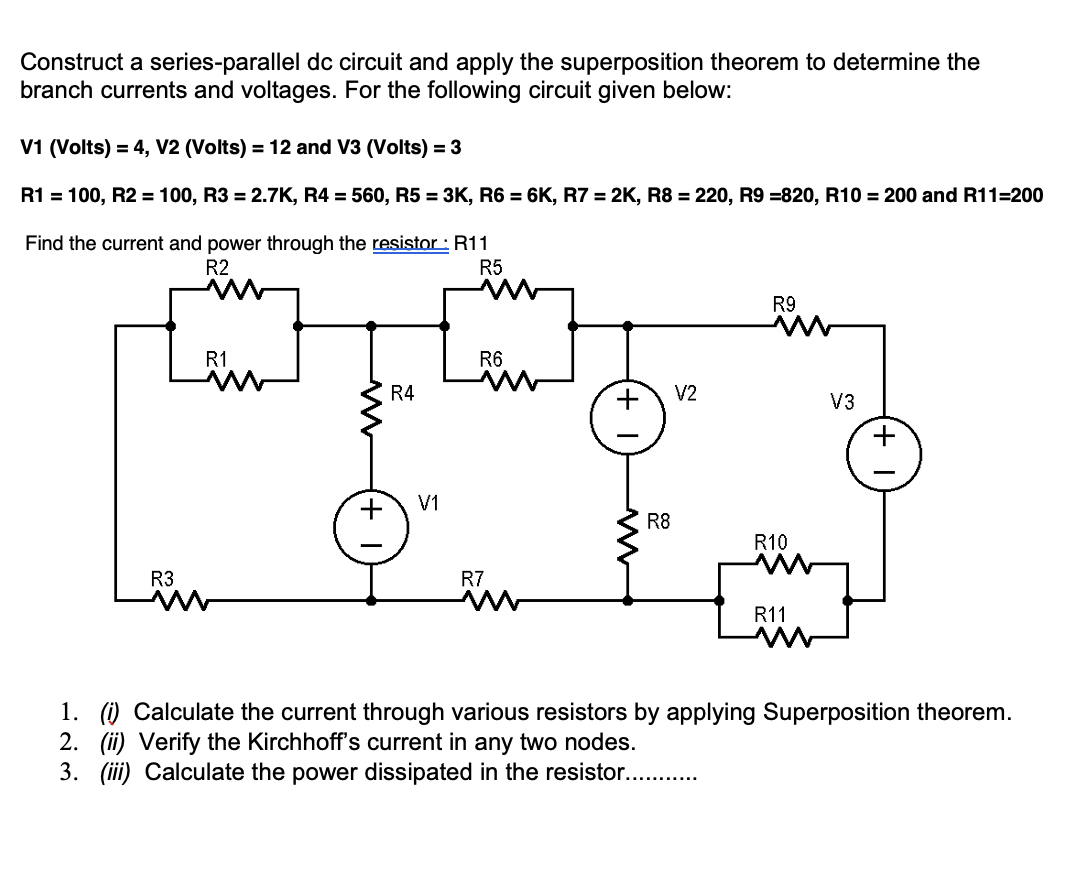 Solved Construct a series-parallel dc circuit and apply the | Chegg.com