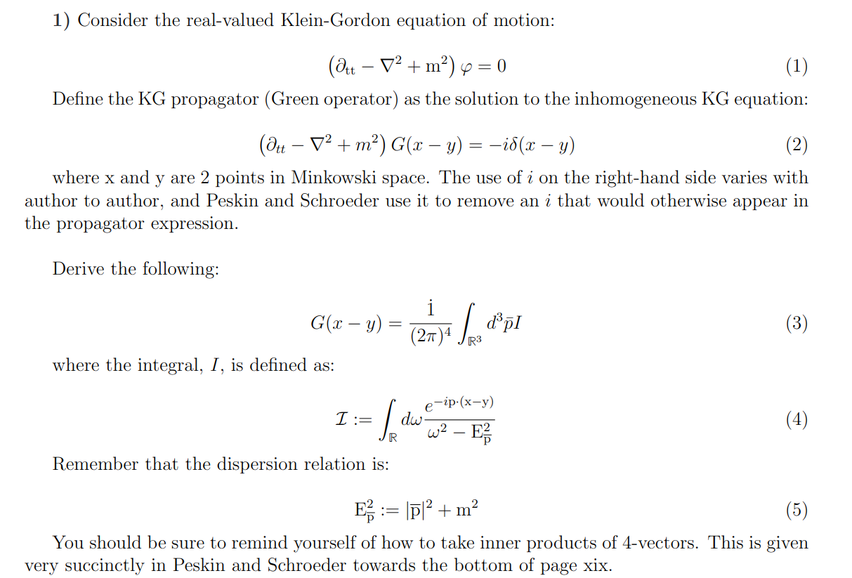 Solved 1) Consider the real-valued Klein-Gordon equation of | Chegg.com