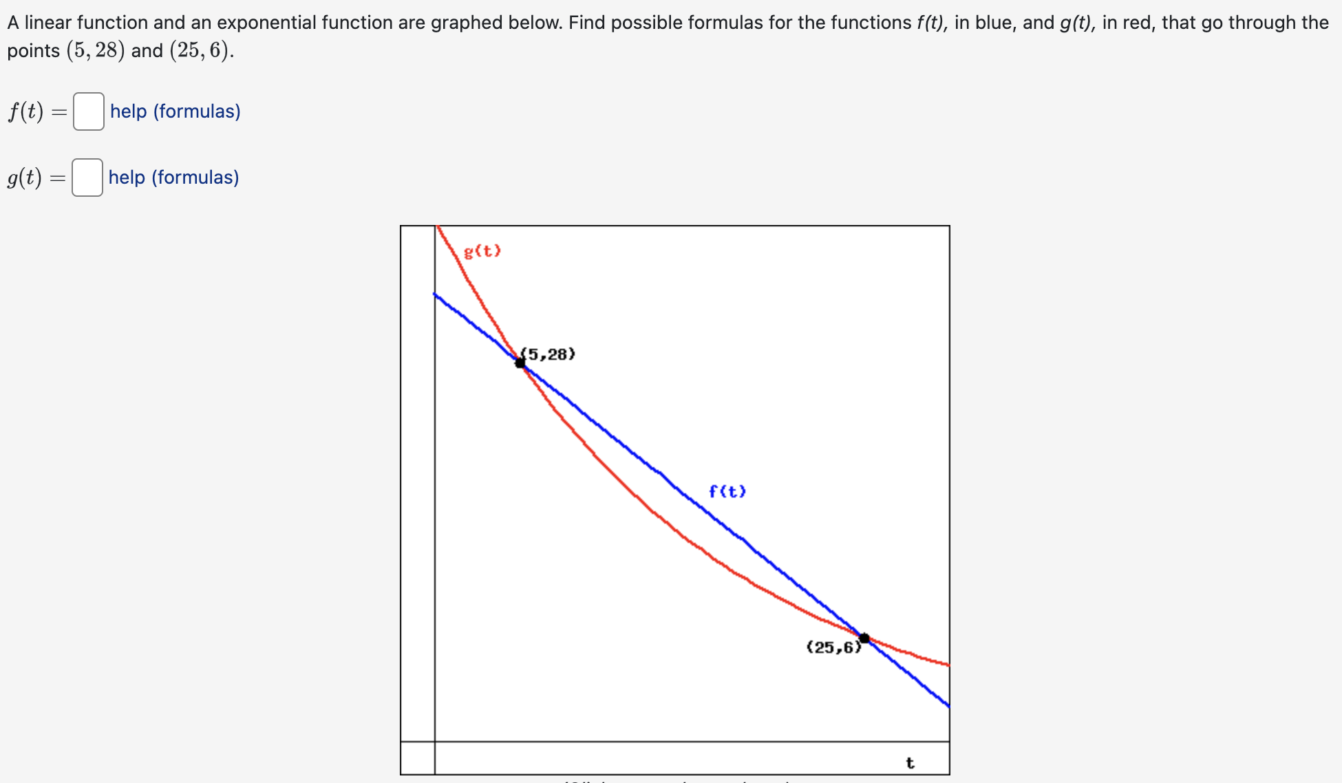 Solved A Linear Function And An Exponential Function Are 