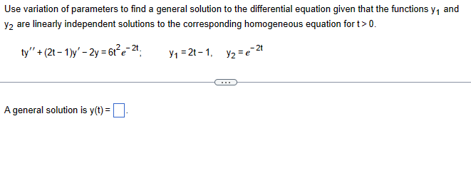 Solved Use variation of parameters to find a general | Chegg.com