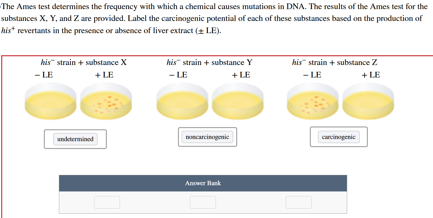Solved The Ames test determines the frequency with which a | Chegg.com