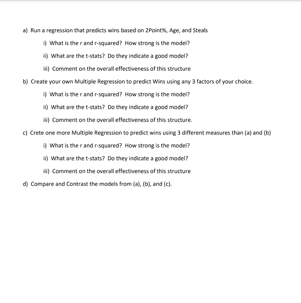 7) Multiple Regression Here's data for all the full | Chegg.com