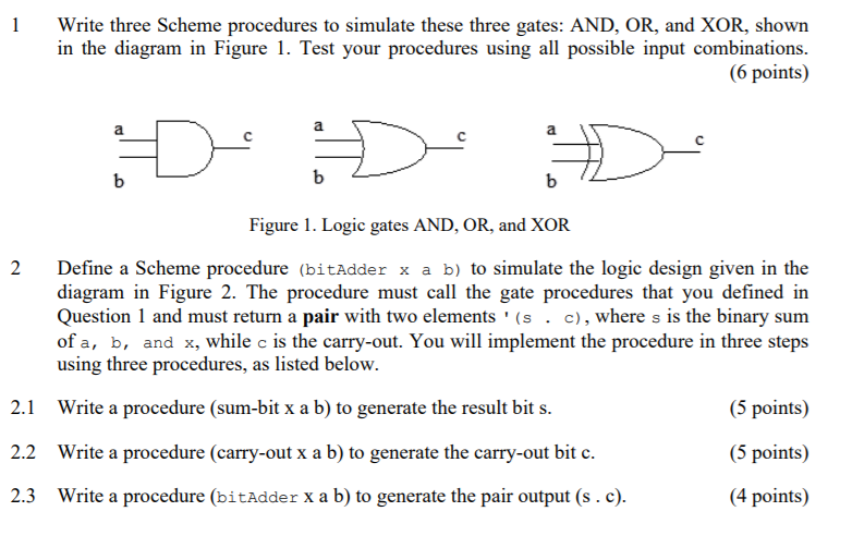 1 Write three Scheme procedures to simulate these | Chegg.com