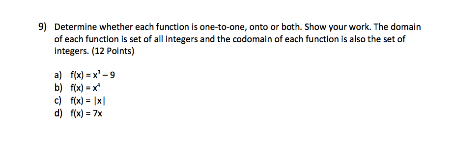 Solved 9 Determine Whether Each Function Is One To One