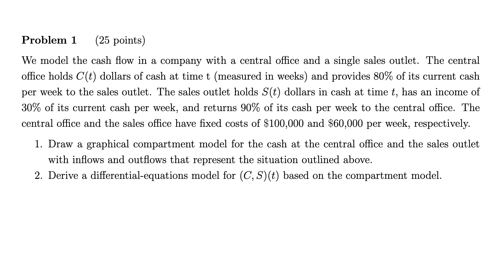 Solved We model the cash flow in a company with a central | Chegg.com