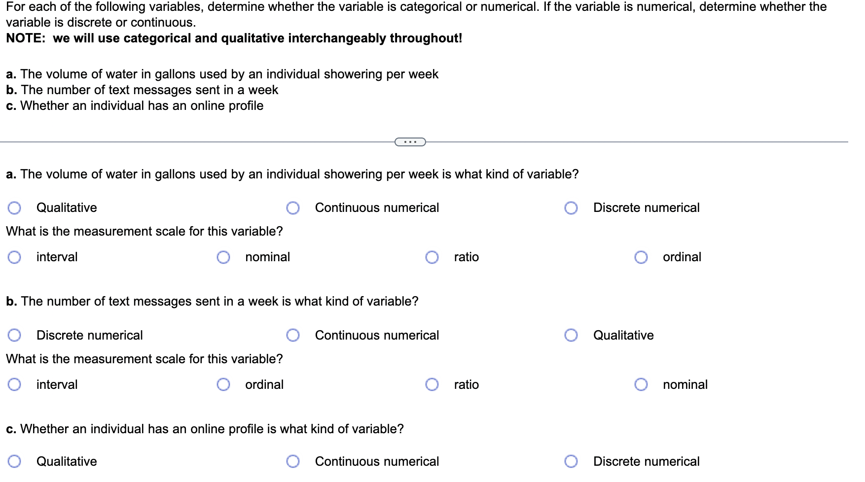 Solved For each of the following variables, determine | Chegg.com