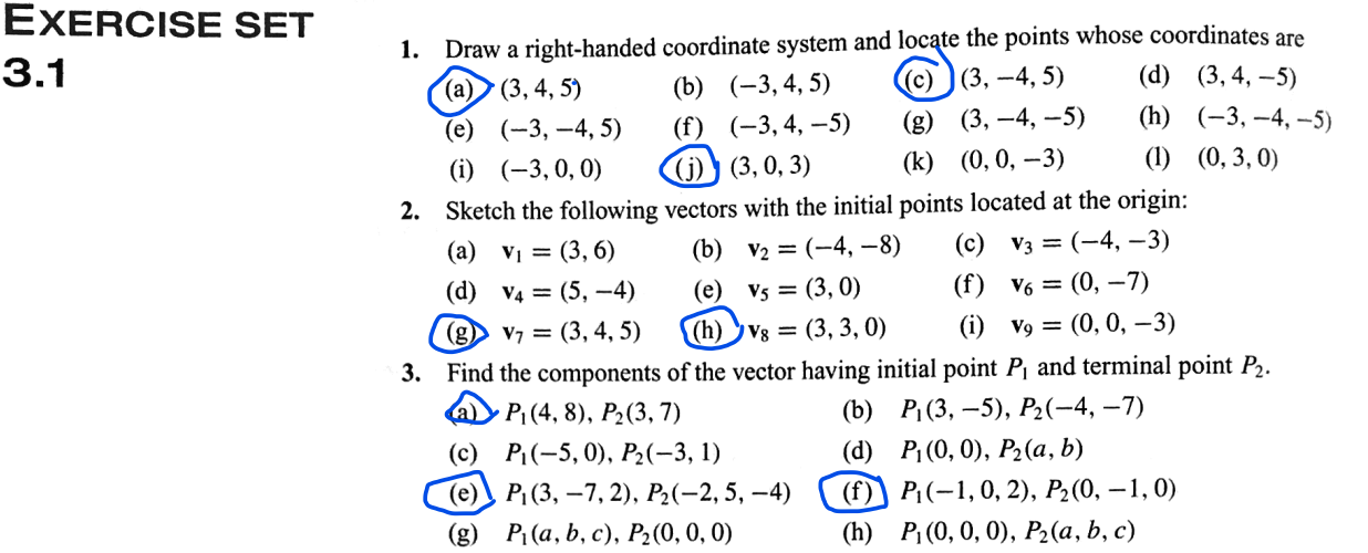 Solved EXERCISE SET 3.1 1. Draw a right-handed coordinate | Chegg.com