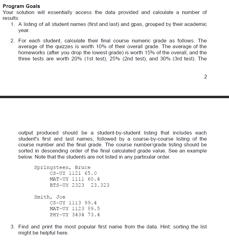 Solved Data Analysis Using Nested Lists In this problem you | Chegg.com
