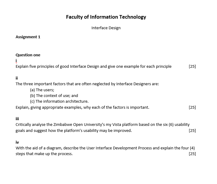 Solved Faculty of Information Technology Interface Design | Chegg.com