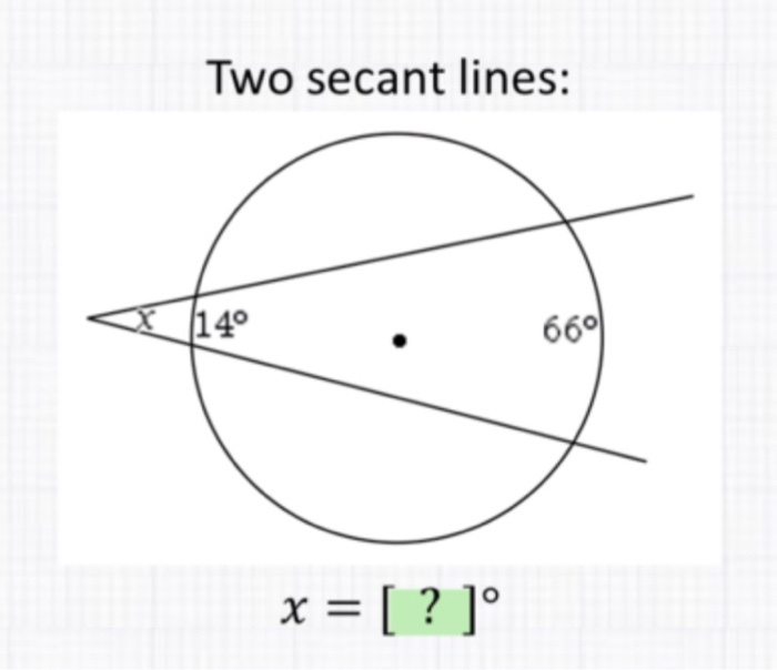 Solved Two secant lines: 140 66° | Chegg.com