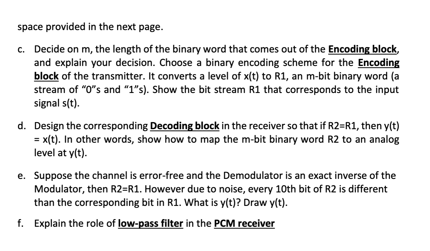 Solved space provided in the next page. c. Decide on m, the | Chegg.com