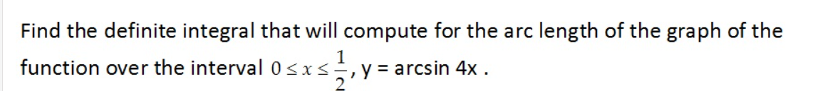 Solved Find the definite integral that will compute for the | Chegg.com