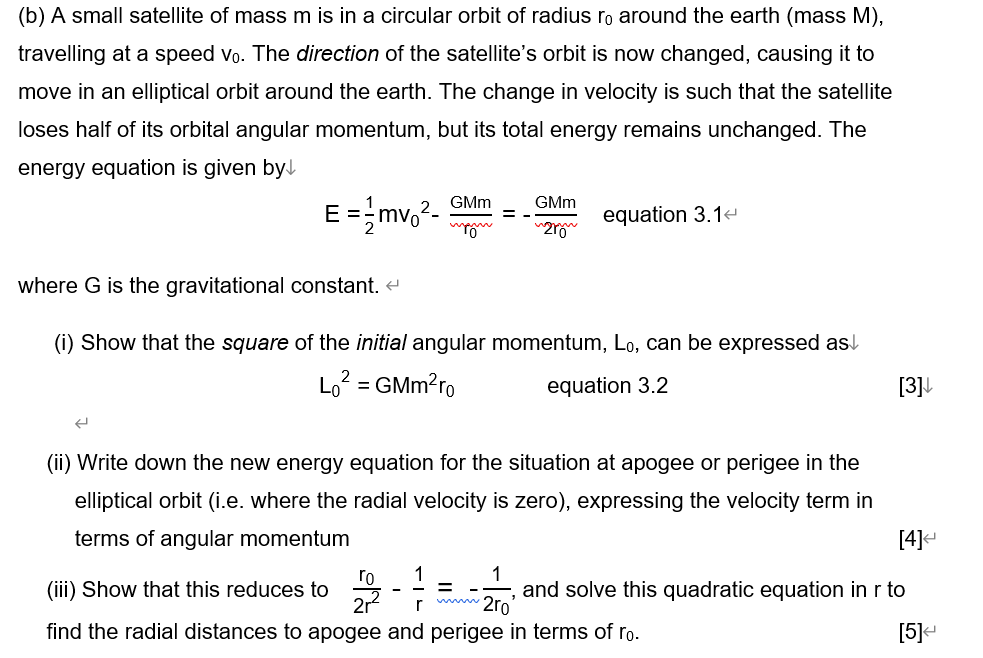 Solved B A Small Satellite Of Mass M Is In A Circular