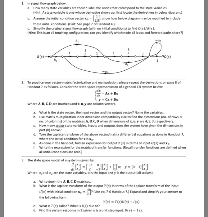 Solved 1. In signal flow graph below: a. How many state | Chegg.com