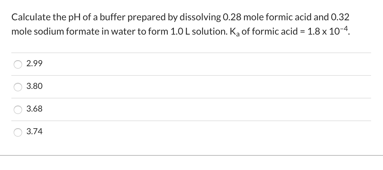 Solved Calculate the pH of a buffer prepared by dissolving | Chegg.com