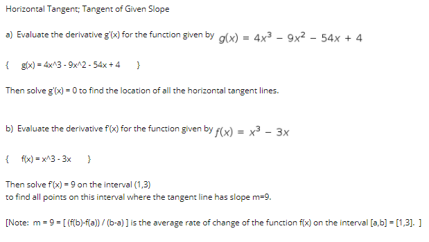 Solved Horizontal Tangent; Tangent of Given Slope a) | Chegg.com