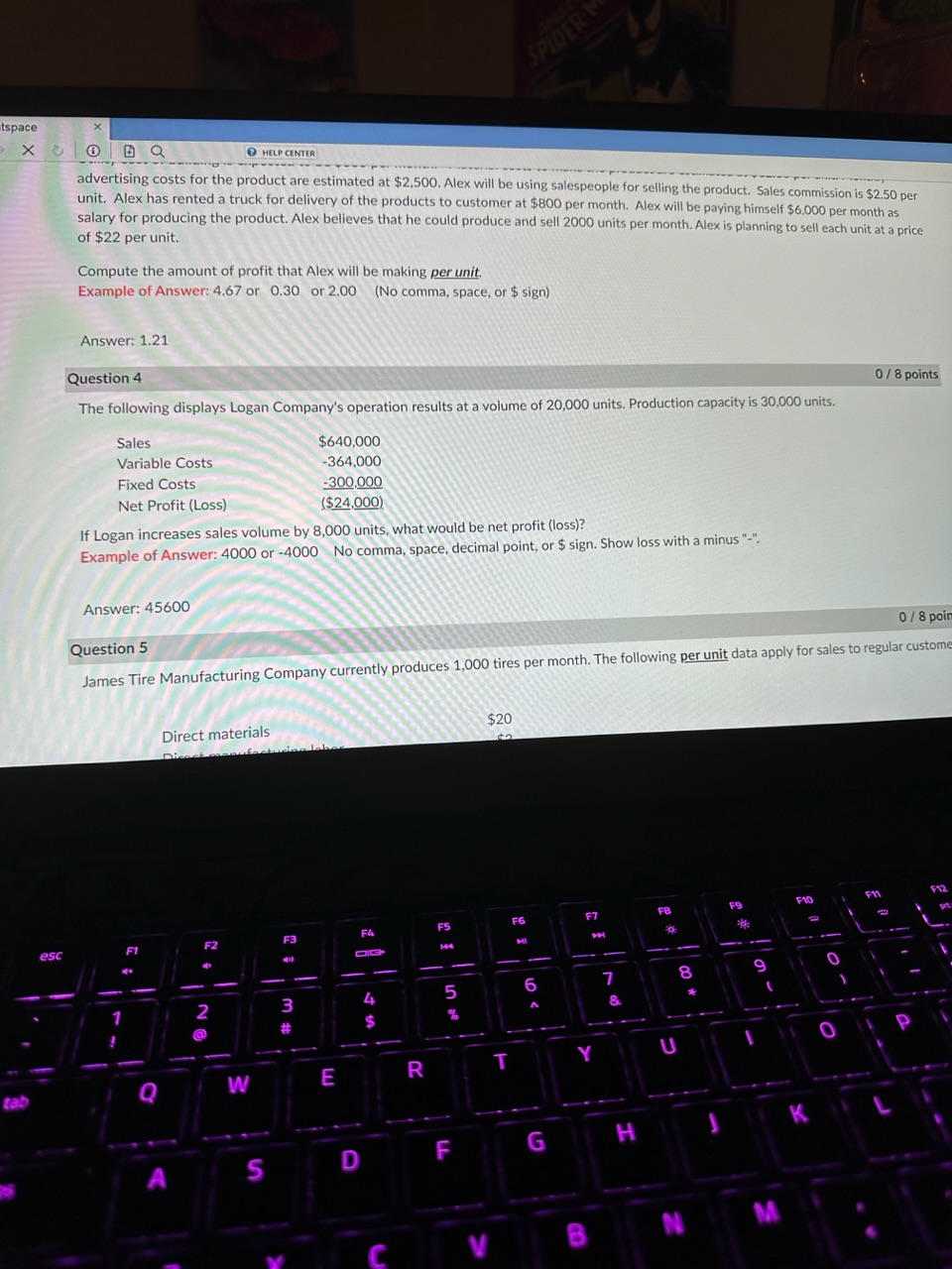 Solved The following displays Logan Company's operation | Chegg.com