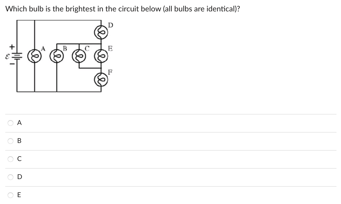Solved Which bulb is the brightest in the circuit below (all | Chegg.com