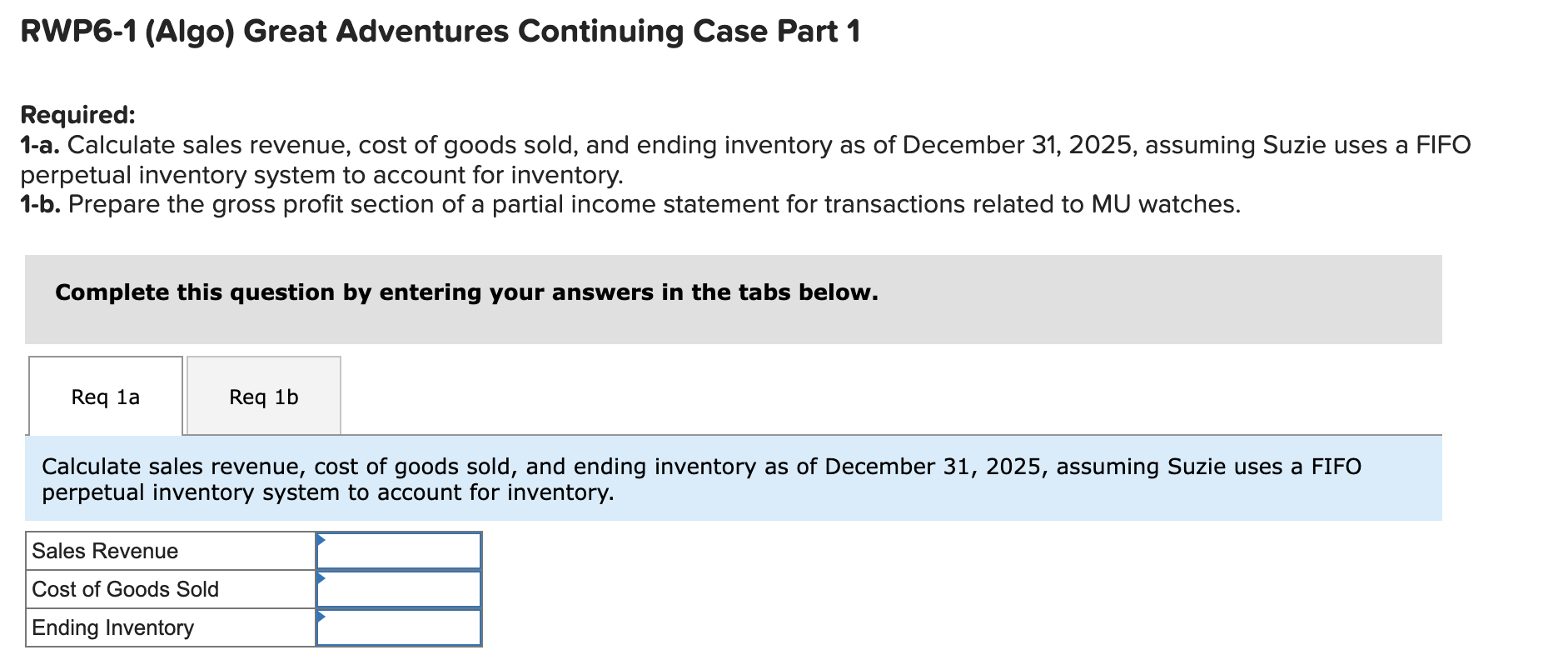 Solved Required information RWP6-1 (Algo) Great Adventures | Chegg.com