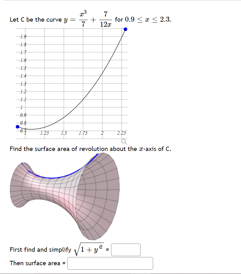 Solved x3 Let C be the curve y = + 7 for 0.9