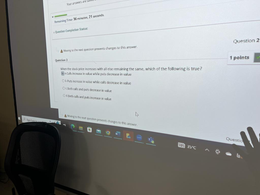 Solved When the stock price increases with all else | Chegg.com