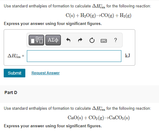 Solved Use standard enthalpies of formation to calculate | Chegg.com