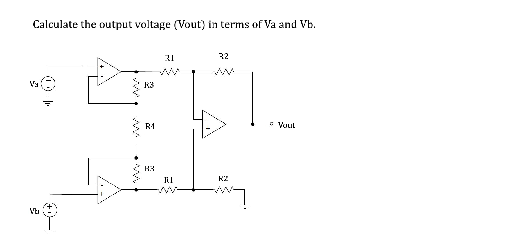 Solved Calculate the output voltage (Vout) in terms of Va | Chegg.com