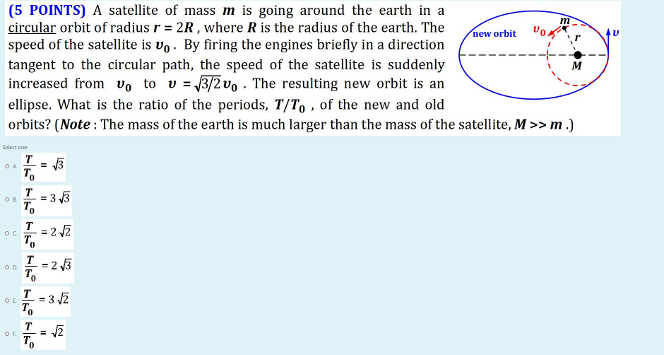 Solved M V 5 Points A Satellite Of Mass M Is Going Around