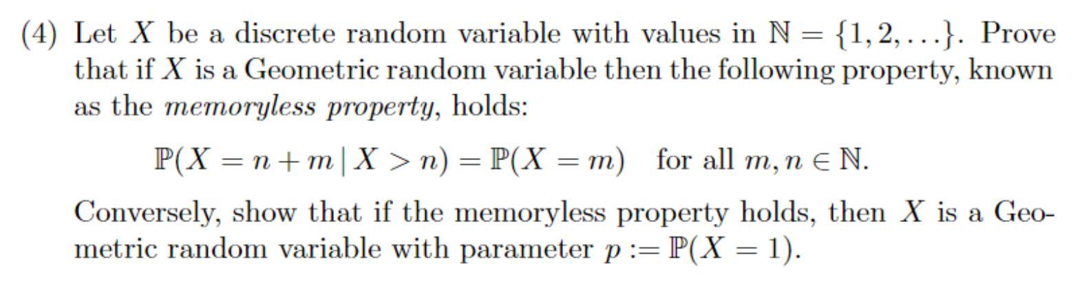 Solved 4) Let X be a discrete random variable with values in | Chegg.com